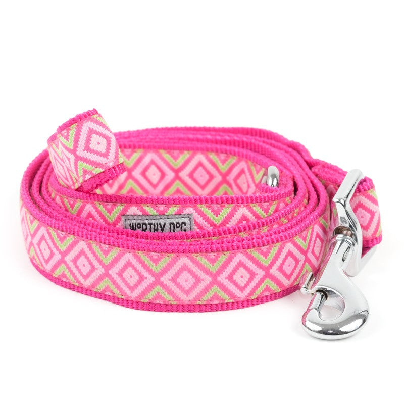 Graphic Diamond Pink Dog Lead | Preppy Companion Dog Shoppe